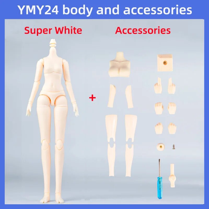 YMY Шарнирное тело для кукол 1/6 Белый, YMY24 Super White