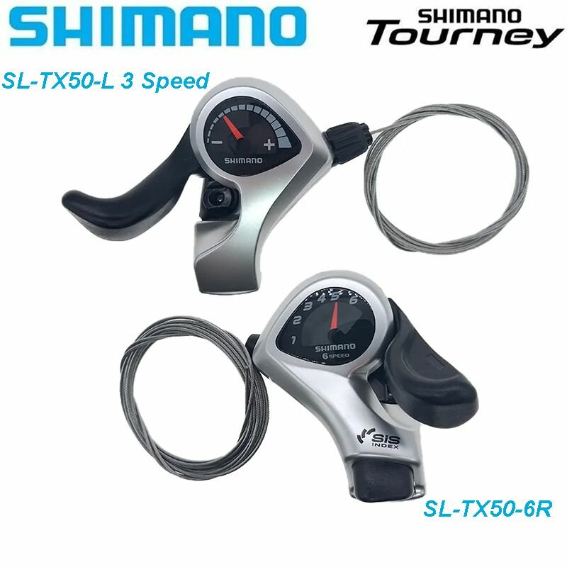 Шифтер (манетка) Shimano SL-TX50, серия Tourney, 3x6 скоростей, левый+правый, черный (1 пара)