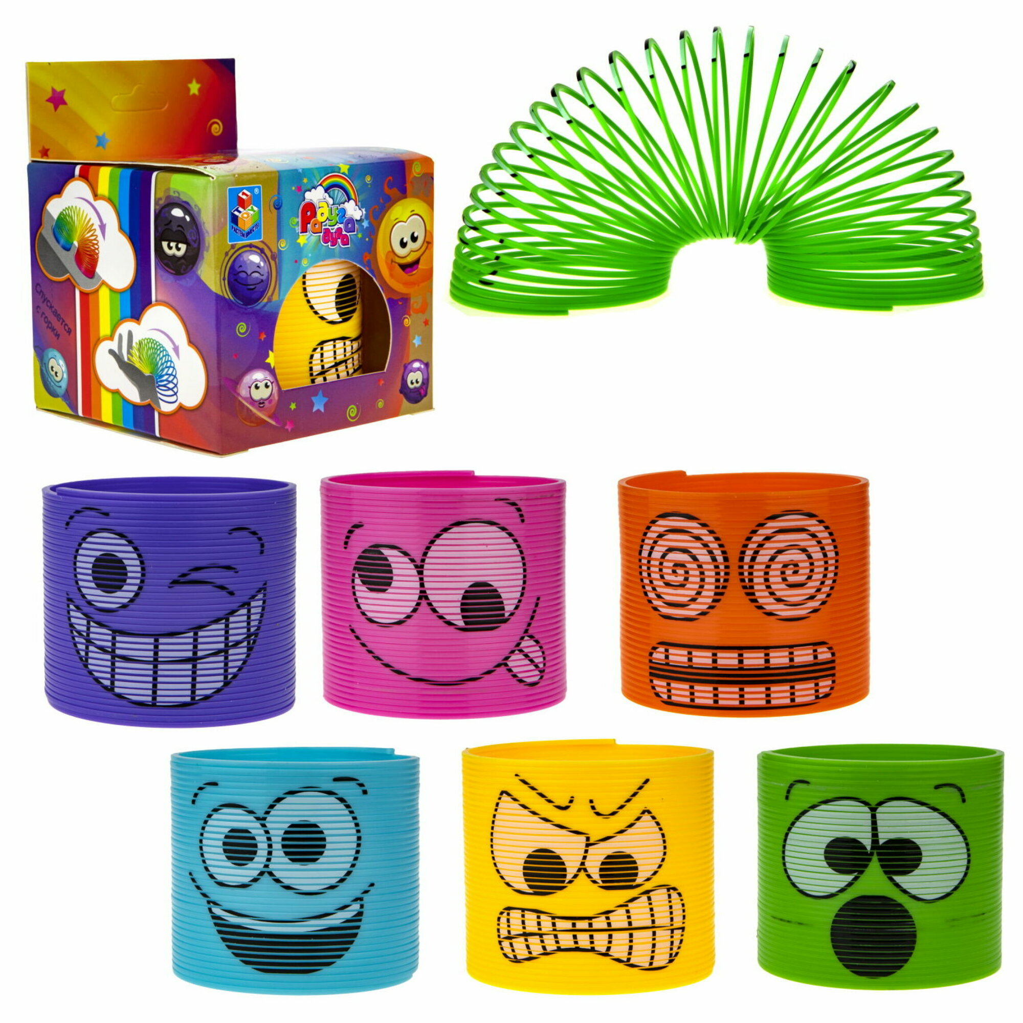 Игрушка-антистресс 1TOY пружинка Радуга-Дуга эмоции в ассортименте