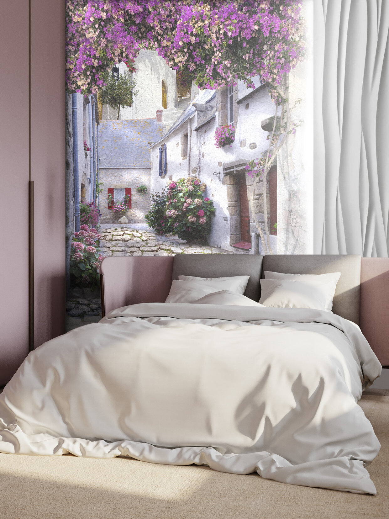 Фотообои фреска 200 х 270 см "Дворик" / Обои на стену, в гостиную, спальню, для кухни