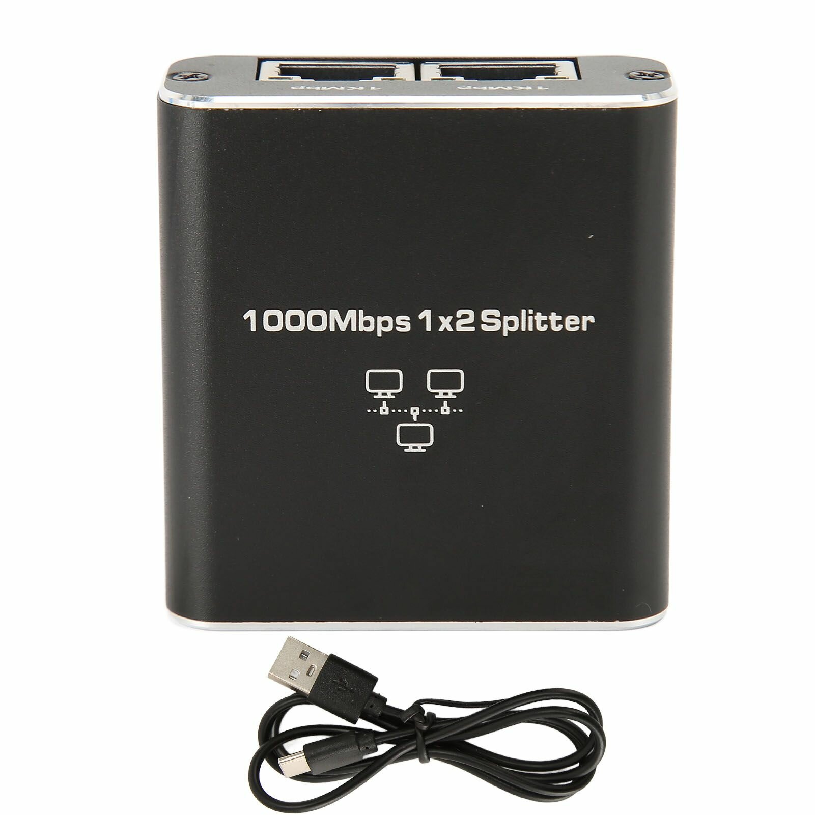 Разветвитель гигабитный, 1-to-2, RJ45, алюминий, для ПК/роутера