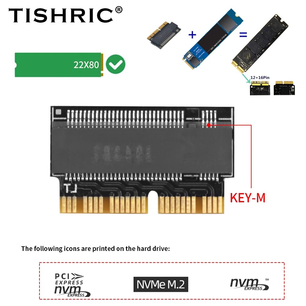 Адаптер TISHRIC nvme card для MacBook Air Pro Retina 1pcs 2013-17 Short
