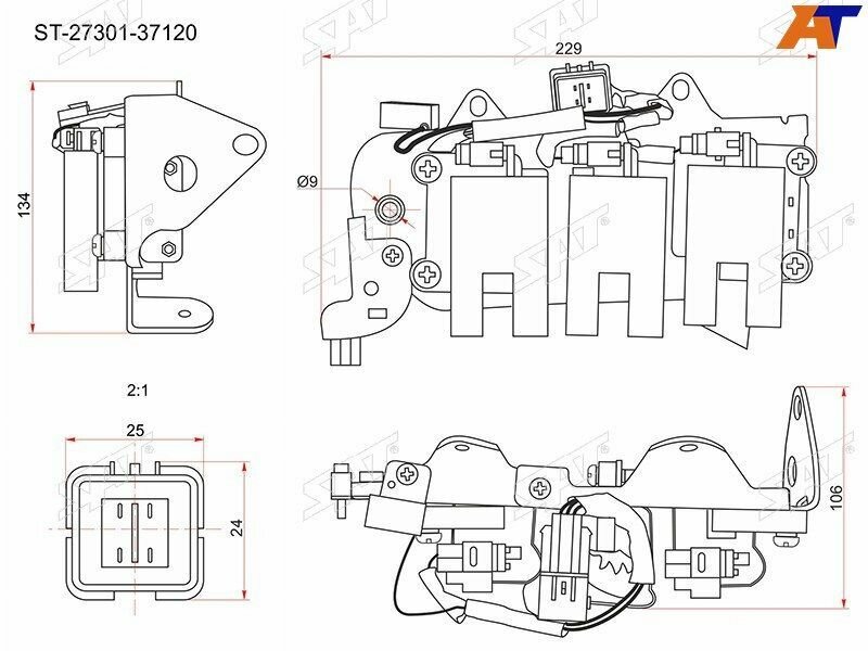 . SAT Катушка зажигания для HYUNDAI SANTA FE 01-06 (модуль)