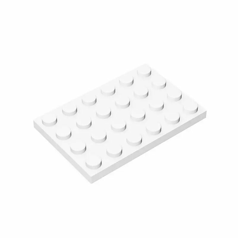 Белая пластина LEGO 4x6 с шипами