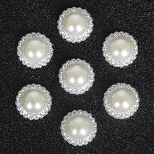Кабошоны жемчуг с металлической окантовкой, 17mm, 50шт