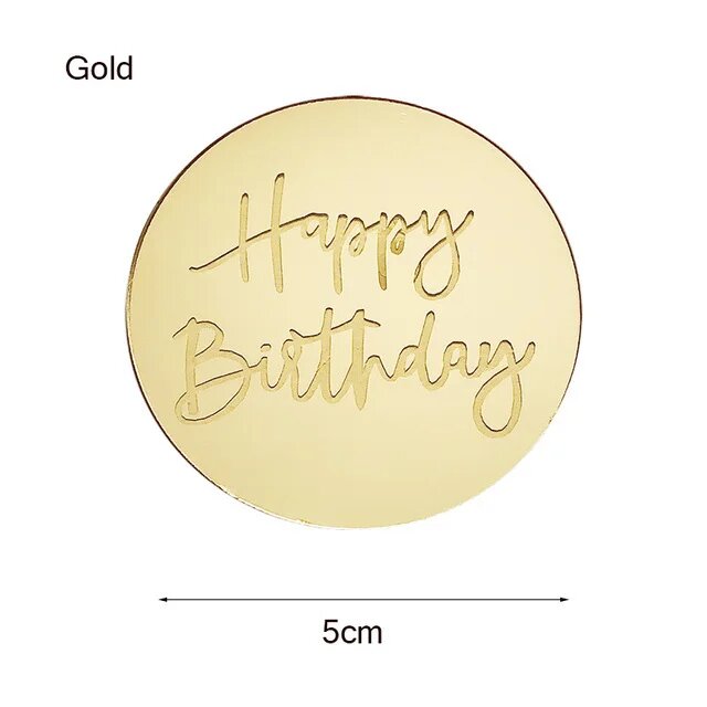 Золотой топпер для торта "Happy Birthday", 5 см, Цвет: 29