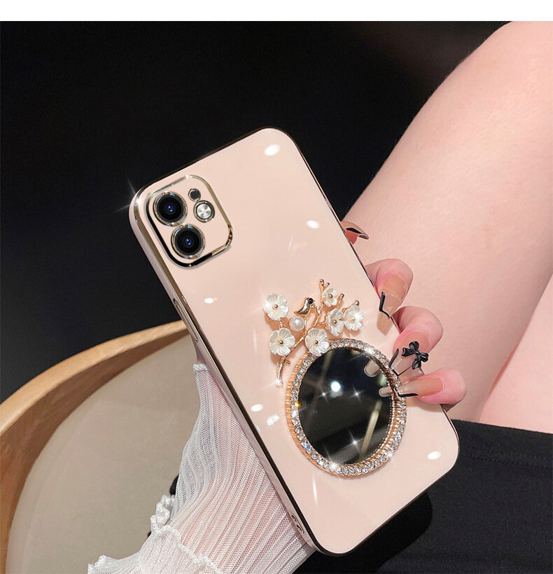 Чехол Colorful Roses "Зеркальный цветок" для Samsung A51, силикон, со стразами