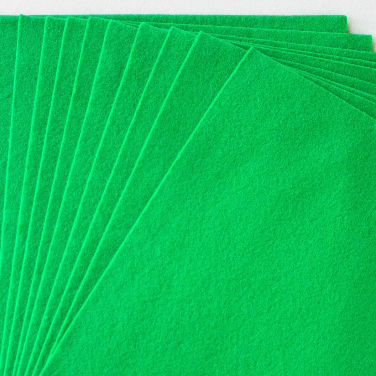 Фетр декоративный Рукоделие 180 г, 2 мм цвет ярко-зеленый, 10 листов 21х30 см