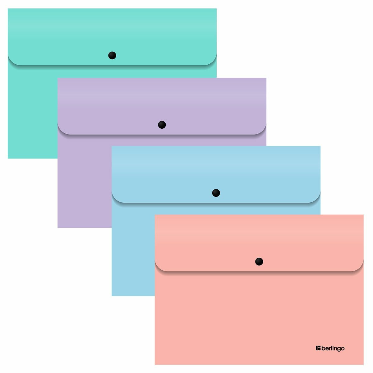 Папка-конверт на кнопке Berlingo Instinct (А4, 330мкм, пластик) (EFb_04512), 4шт.