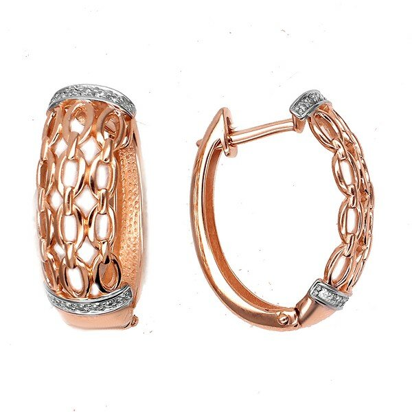 Серьги, красное золото, 585 проба, фианит