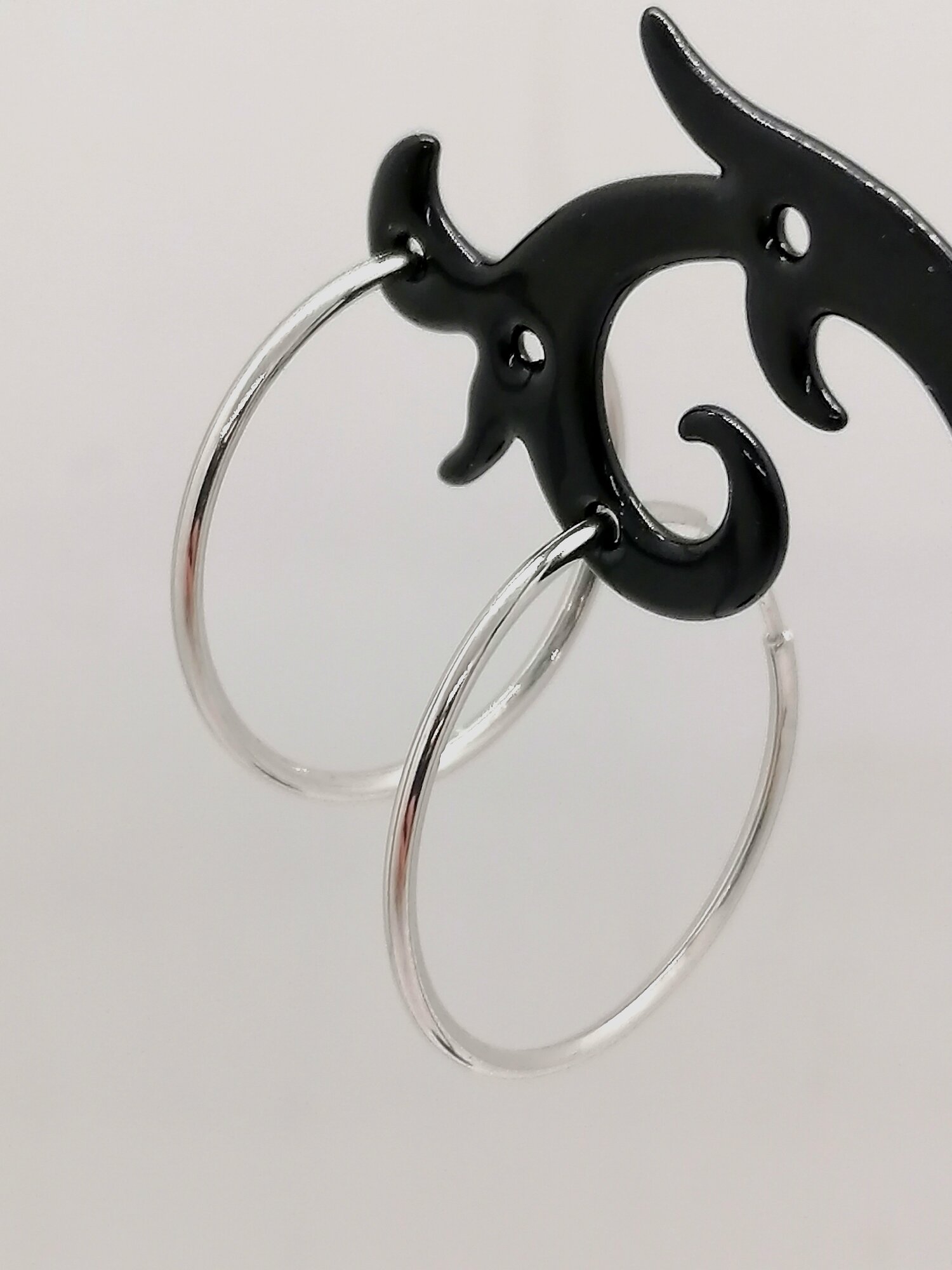 Серьги конго, серебро, 925 проба, родирование