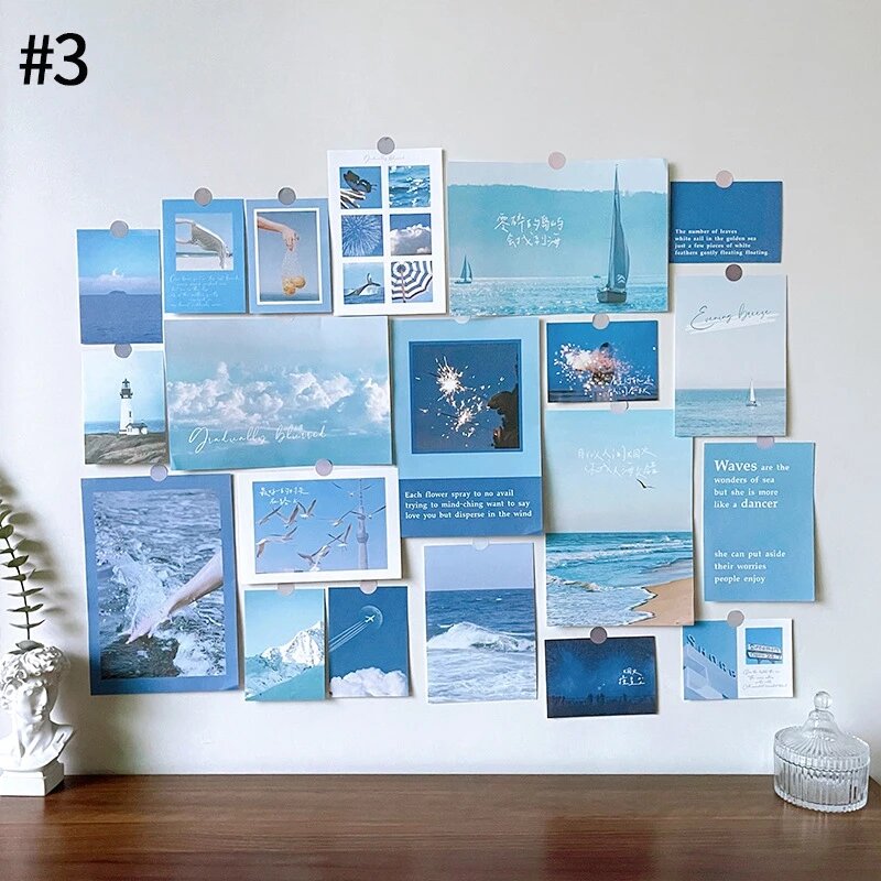 Настенные наклейки, бумага, 20 шт Светло-голубой, S3 Photo Wall
