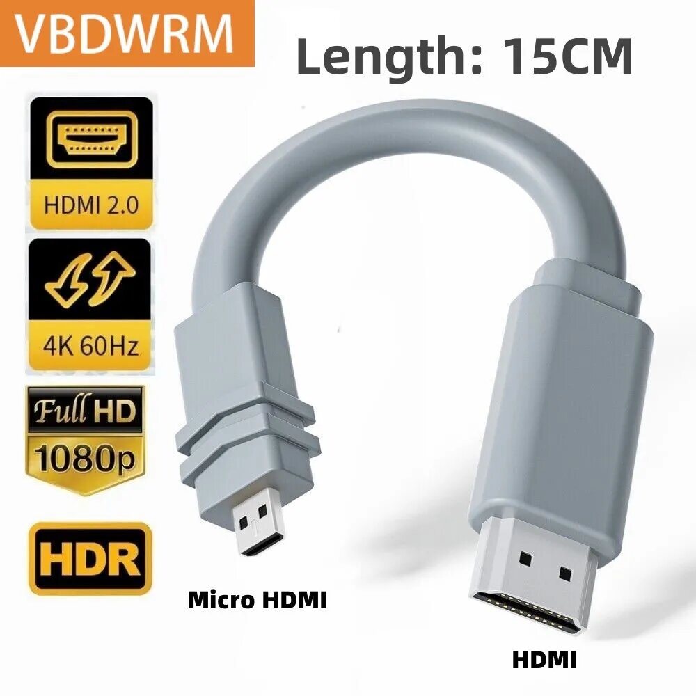 Кабель Micro HDMI - HDMI 15 см — фото 1