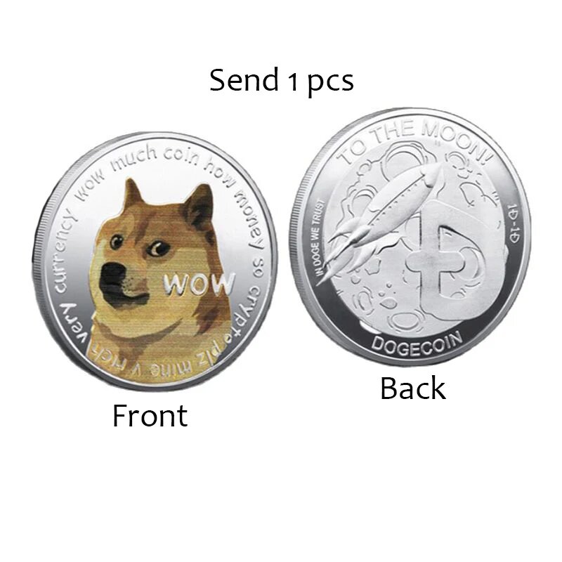 Забавные памятные монеты Dogecoin из золота и серебра: коллекция с изображением собаки, сувенир, украшение, талисман удачи
