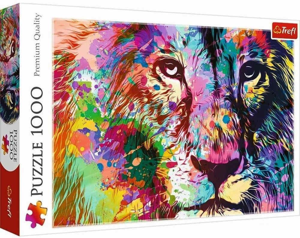Пазл "Красочный лев" 1000 элементов в коробке, 3 штуки
