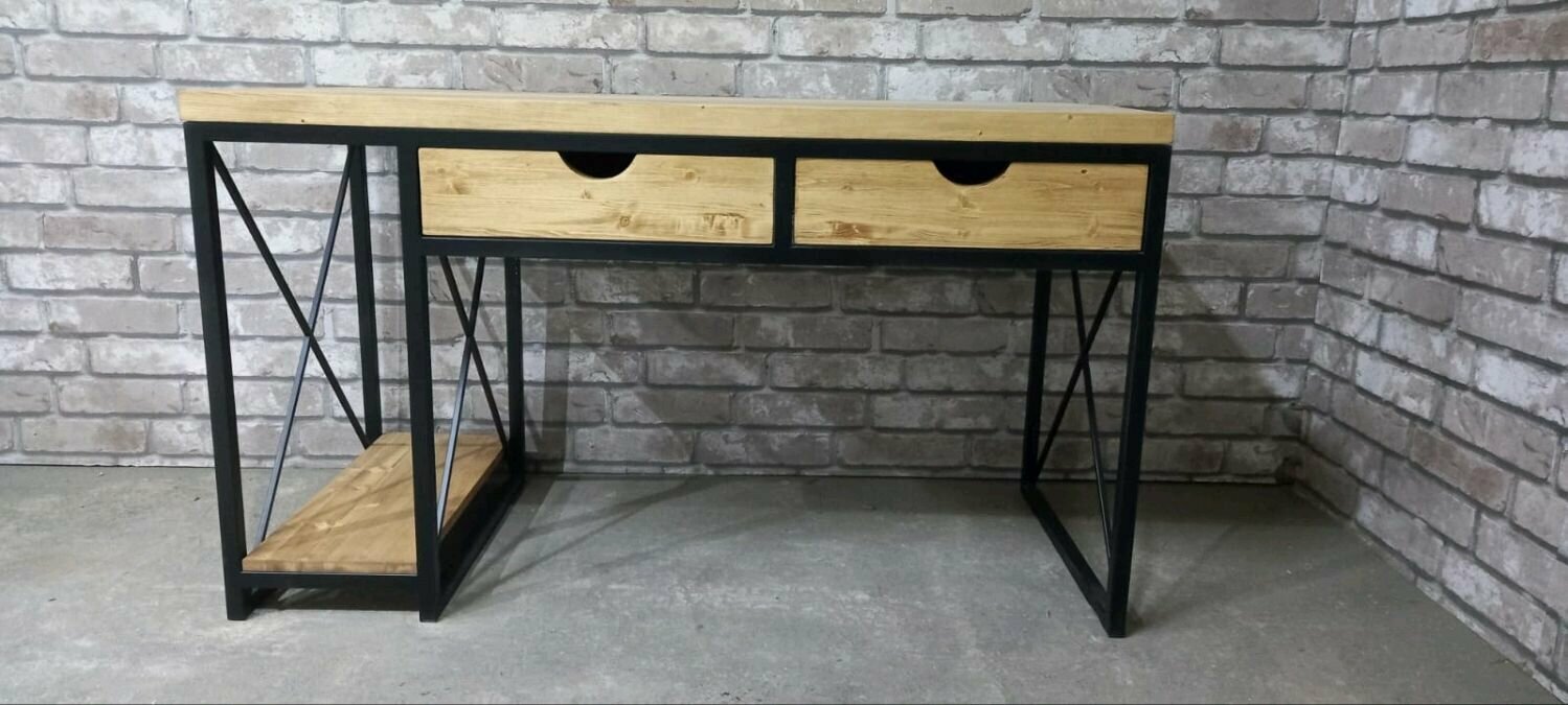 Стол письменный "EasyLOFT" в стиле лофт, для дома и офиса, 60x60x75 см, цвет бук