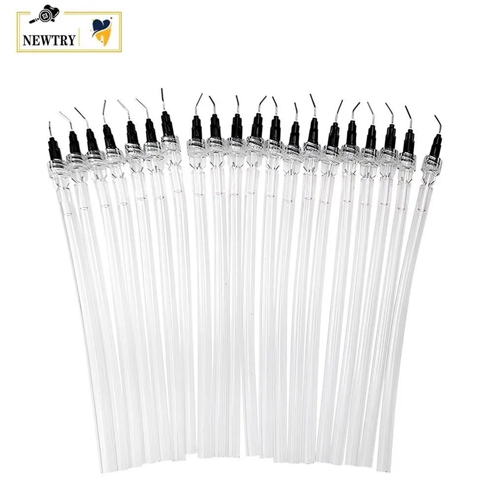 20 шт. гибких изгибаемых стоматологических слюноотсосов/аспираторов с насадкой-иглой для шприца, одноразовые расходные материалы для стоматологических клиник