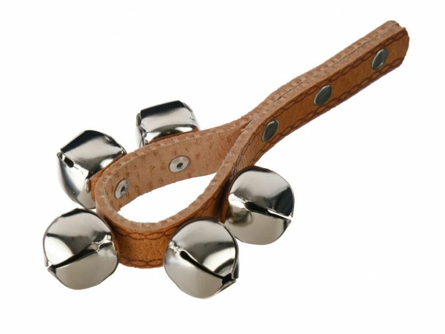 Бубенцы (колокольчики) на кожаной ручке (5 бубенцов)