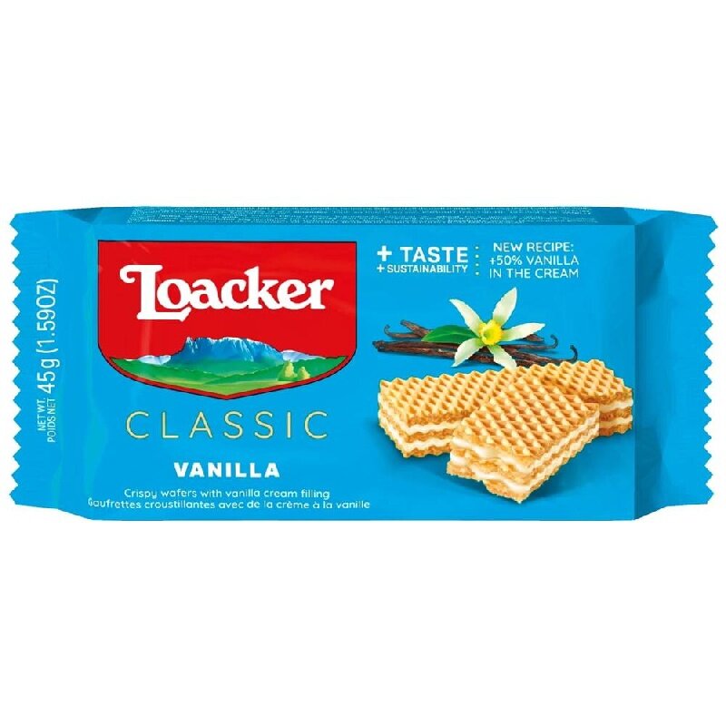 Вафли LOACKER CLASSIC Ваниль 45г