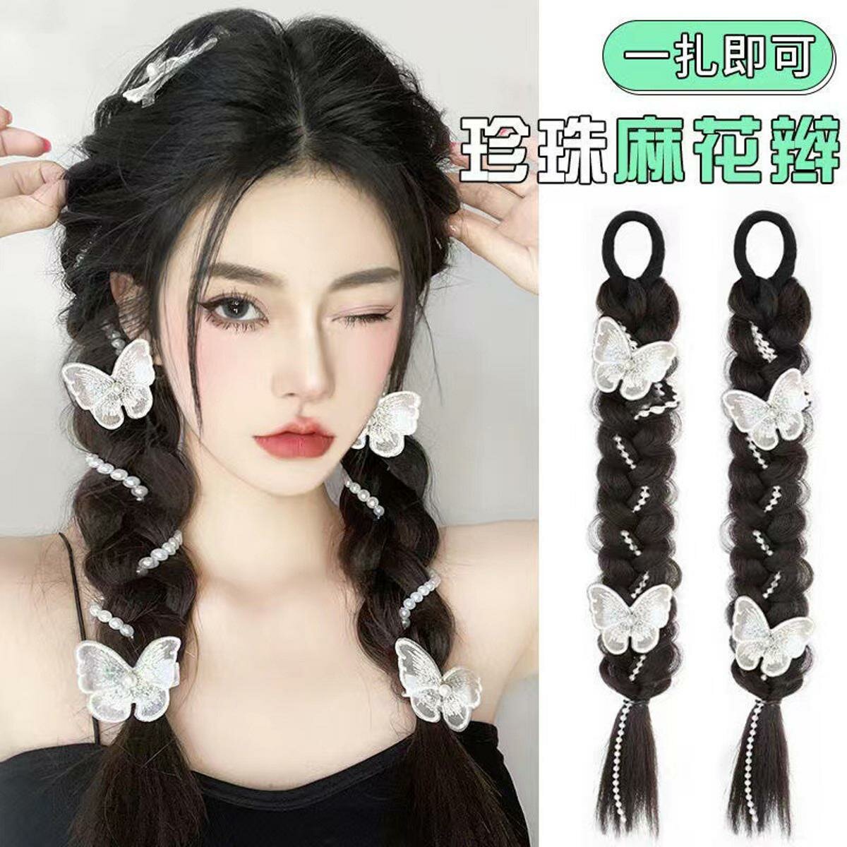 Парик женский боксерская коса высокая коса конский хвост натуральный твист длинная коса жемчужная боксерская коса интернет знаменитость коса рыбья кость оптовая продажа