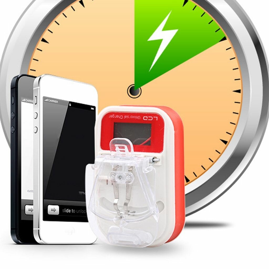 Адаптер питания от аккумулятора для всех типов универсального зарядного устройства с ЖК-экраном. Зарядка телефона в стиле ретро дороге.