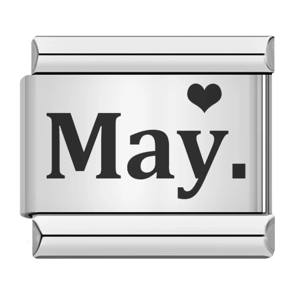 Бусина Semkeiyee "May" с сердечком, серебристая