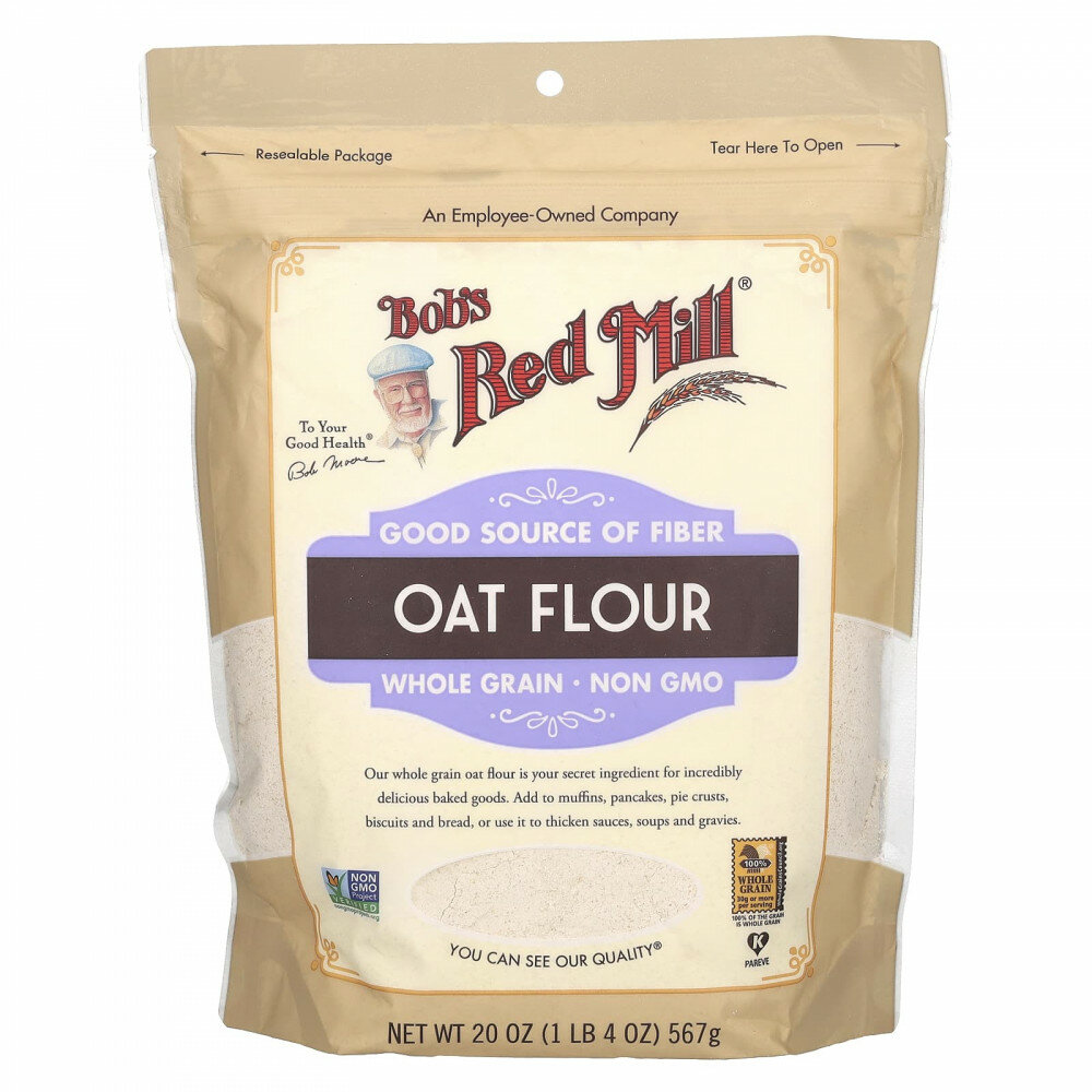 Bob's Red Mill, овсяная мука, цельнозерновая, 567 г (20 унций)