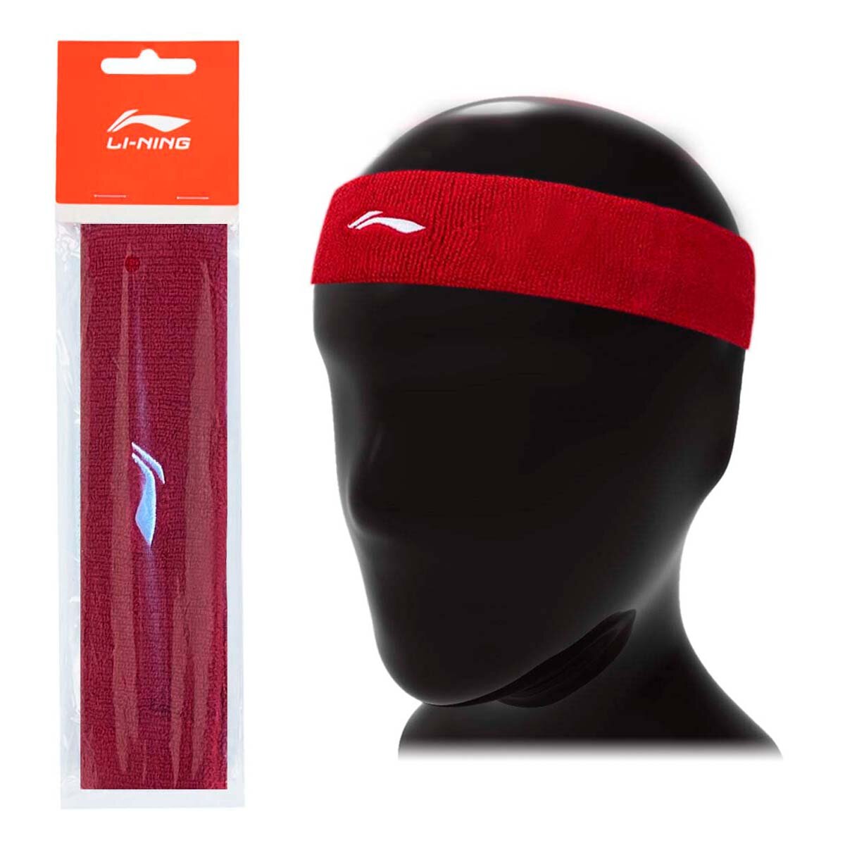 Повязка на голову спортивная, LI-NING AQAR028 RED, красная, 1шт