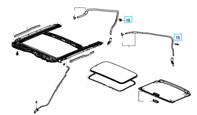 Фиксатор, дренажная трубка прозрачного люка В крыше (задн.) (Оригинал)