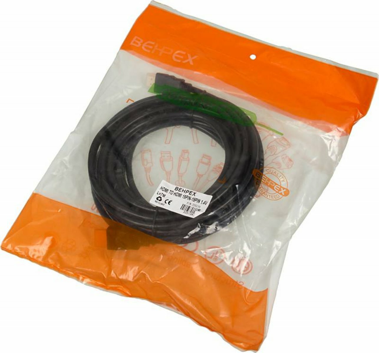 Кабель аудио-видео Noname High Speed ver.1.4 HDMI (m)/HDMI (m) 7м. позолоч. конт. черный