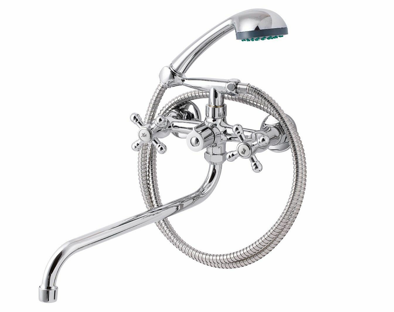 Смеситель для ванны с душем Профсан ПСМ-158-К/89, с длинным изливом, двухвентильный, хром