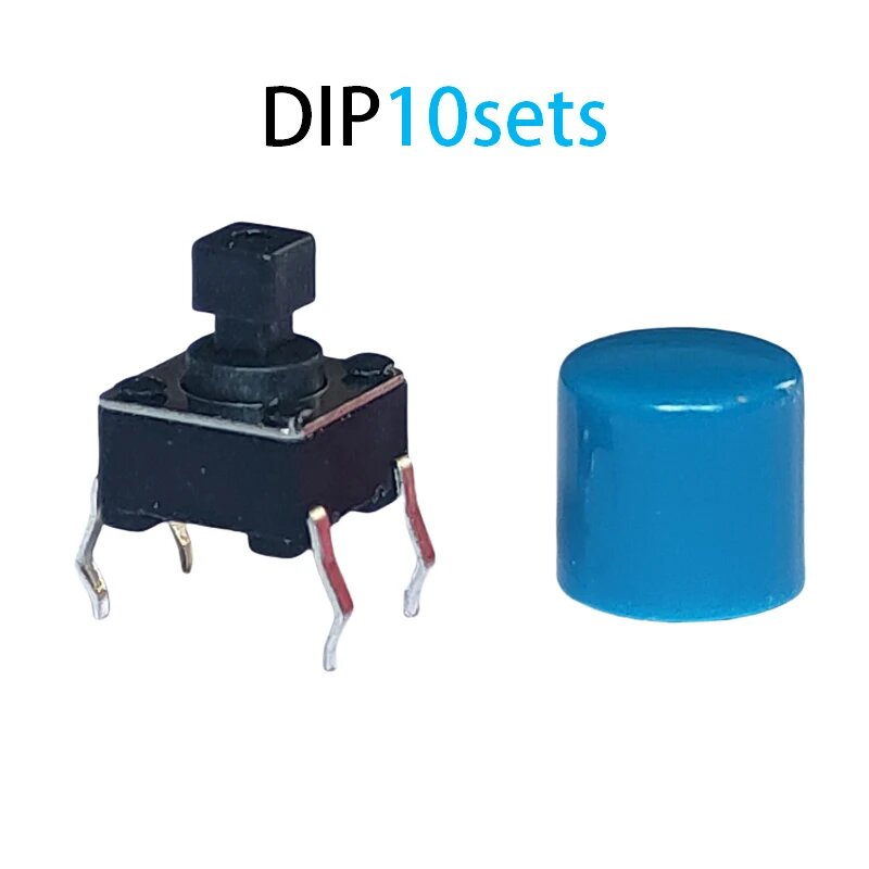 Тактовые переключатели DIP 10шт с синей кнопкой