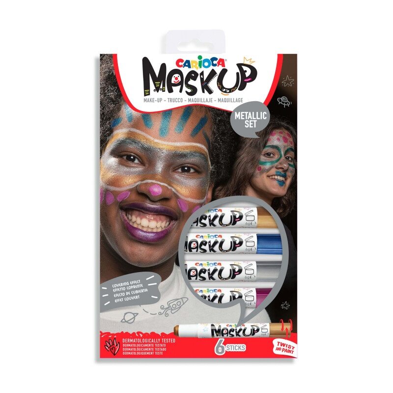 Грим-стики Carioca "Mask Up", Metallic, для лица, 6 цветов