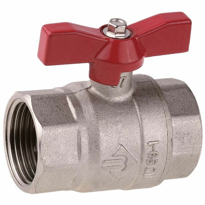 Кран шаровой полнопроходной "мама-мама" 1", ручка "бабочка", ЗУБР