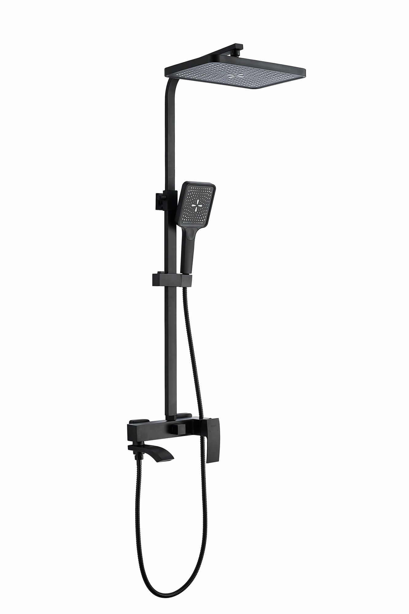 Душевая стойка ALOUTE A1194H, современный стиль, со смесителем и тропическим душем, чёрная