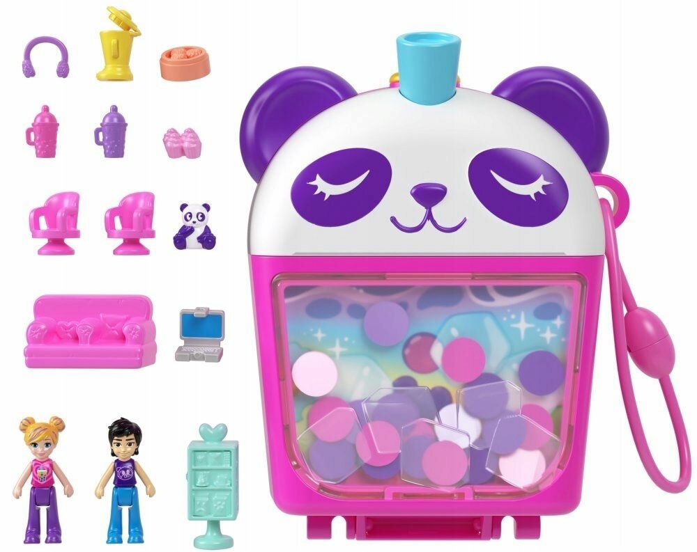 Фигурки Mattel Polly Pocket - Игровой набор Панда Bubble tea с куклами и аксессуарами - Полли Покет HWN95
