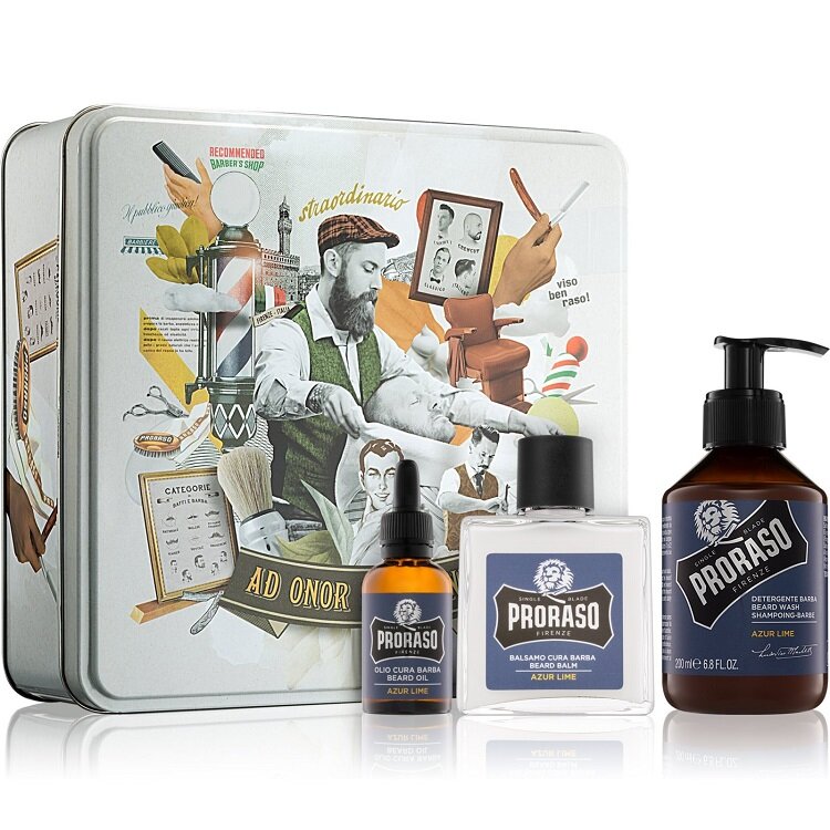 Подарочный Набор для Ухода за Бородой и Усами PRORASO AZUR LIME