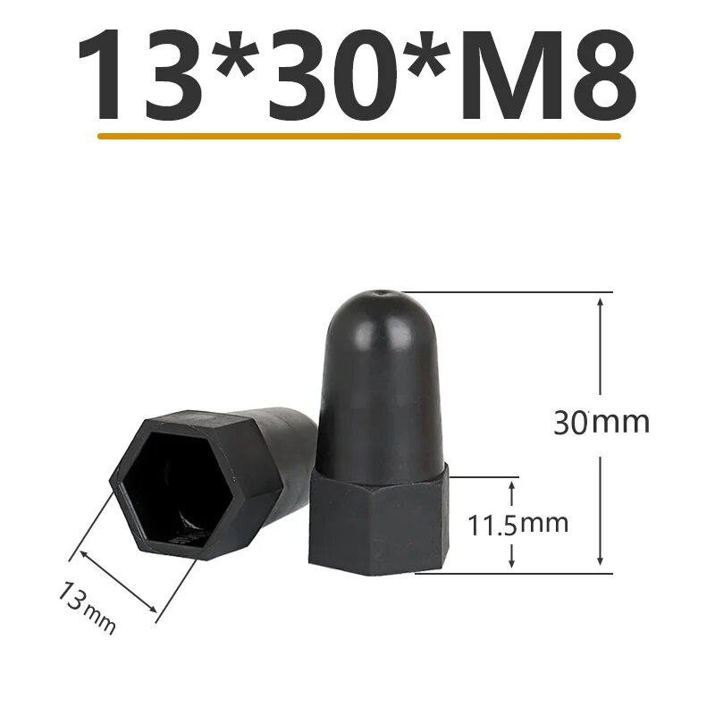 M8-M30 черные полиэтиленовые шестигранные колпачки для защиты болтов и гаек для водонепроницаемой пылезащитной декоративной удлиненной гайки