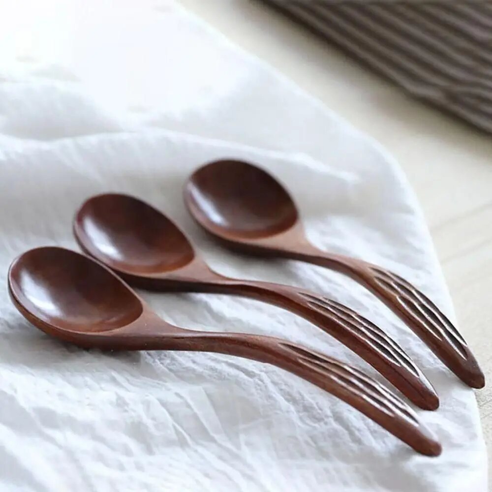 Деревянная ложка для супа, новинка, большая ложка для риса с длинной ручкой и широким горлом, столовая посуда, столовые ложки деревянного цвета