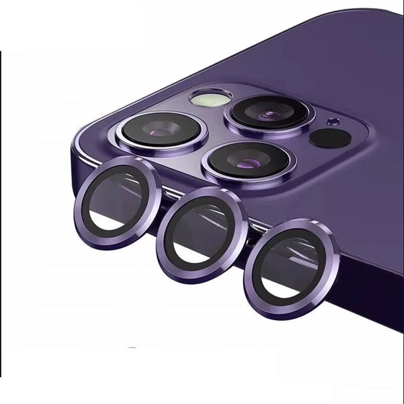 Металлическое кольцо Защита объектива для iPhone 16 Pro Max стекло на For iphone16-2pcs, Purple