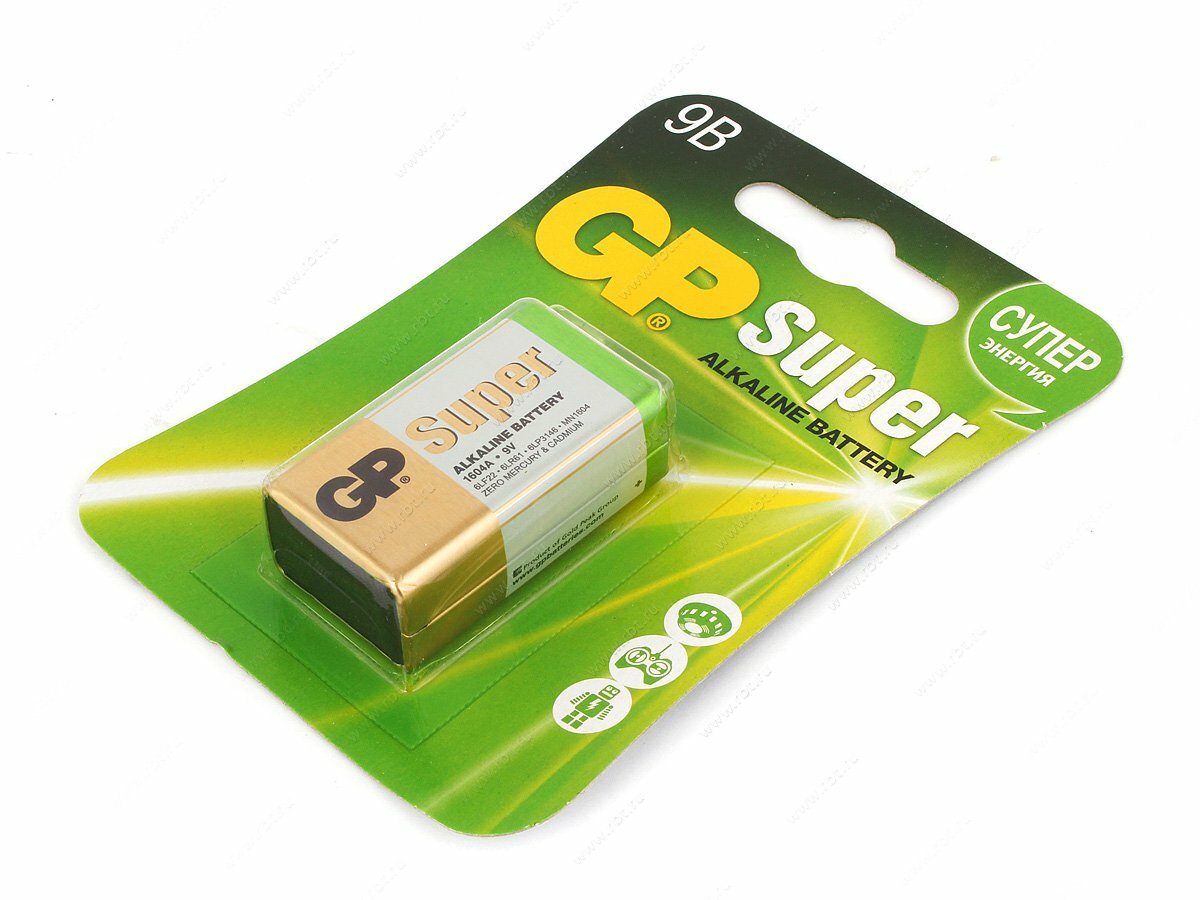 Батарейка GP "Крона Super Alkaline", щелочная, рабочее напряжение 9.0 В