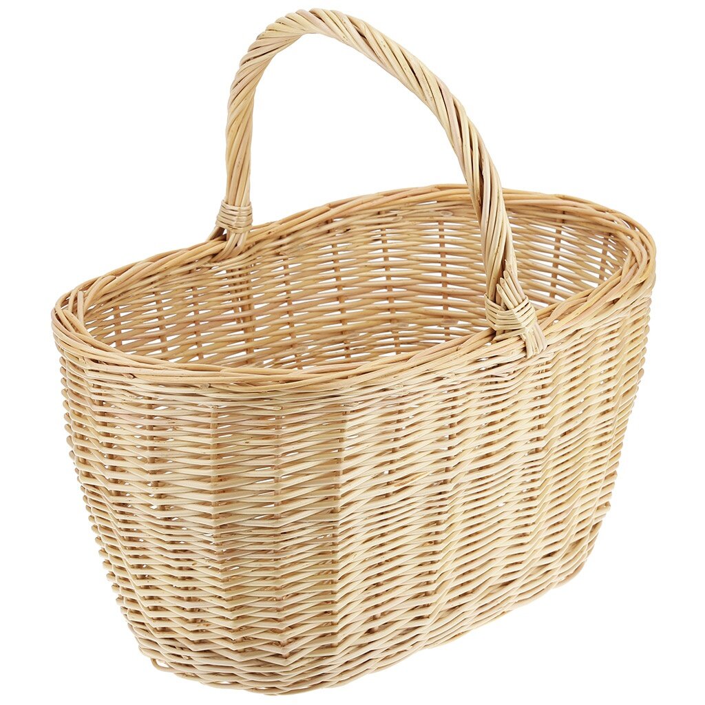 Корзина плетеная Вятская корзина "Грибная-1" 13 л, 40х28х20/38 см, овальная, дно и стенки из ивовой лозы, ручное плетение (НХП0062/3а)