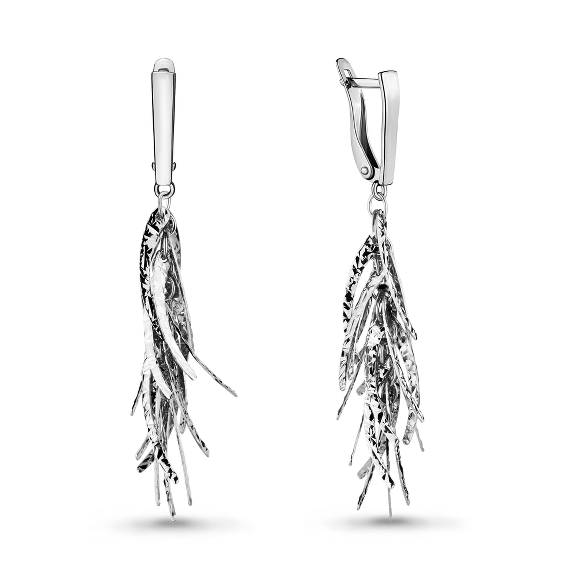 Серьги, серебро, 925 проба, родирование