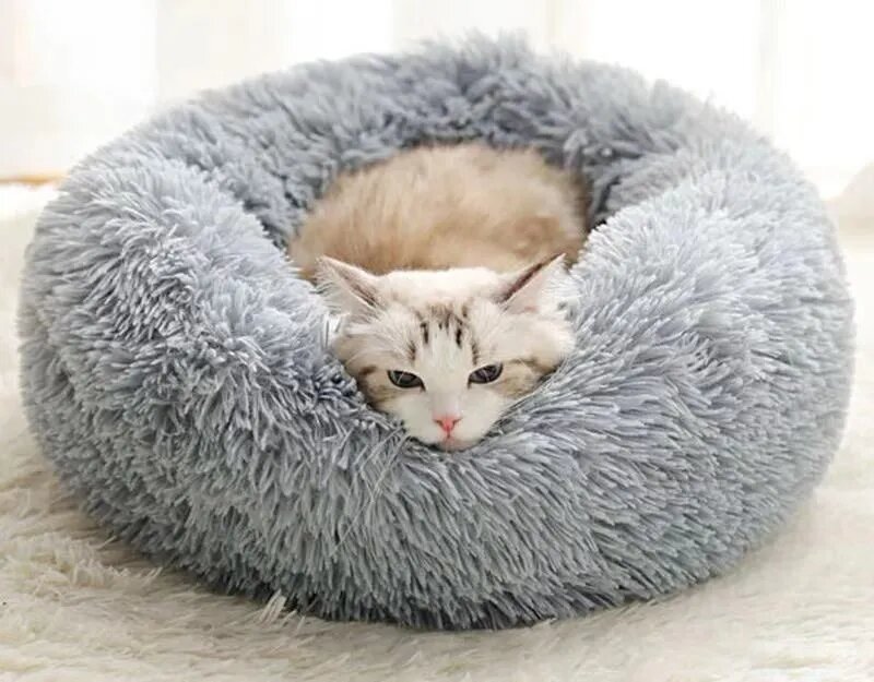 Лежанка экомех премиум, подстилка для кошек и собак мелких и средних пород с мехом, лежак для животных с бортиками, матрасик 45 x 35 см