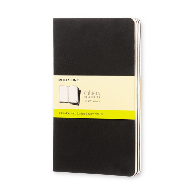Блокнот Moleskine Cahier Large 130х210мм 80 стр нелинованный черный 3 шт (QP318)