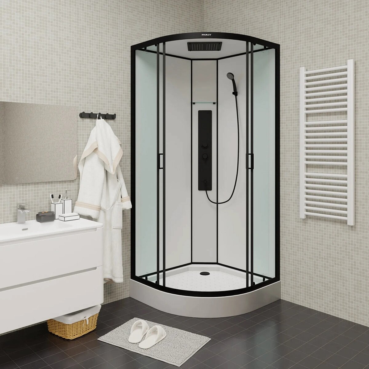 Душевая кабина Parly AMI 90х90 стекло прозрачное/профиль черный
