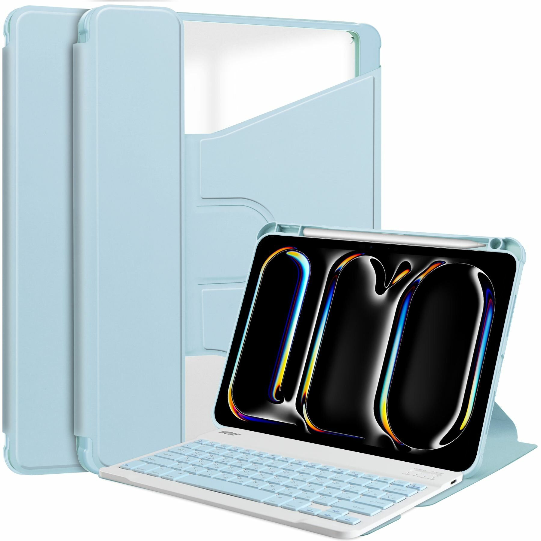 Чехол для iPad Pro 13" (2024-2025) с клавиатурой голубой