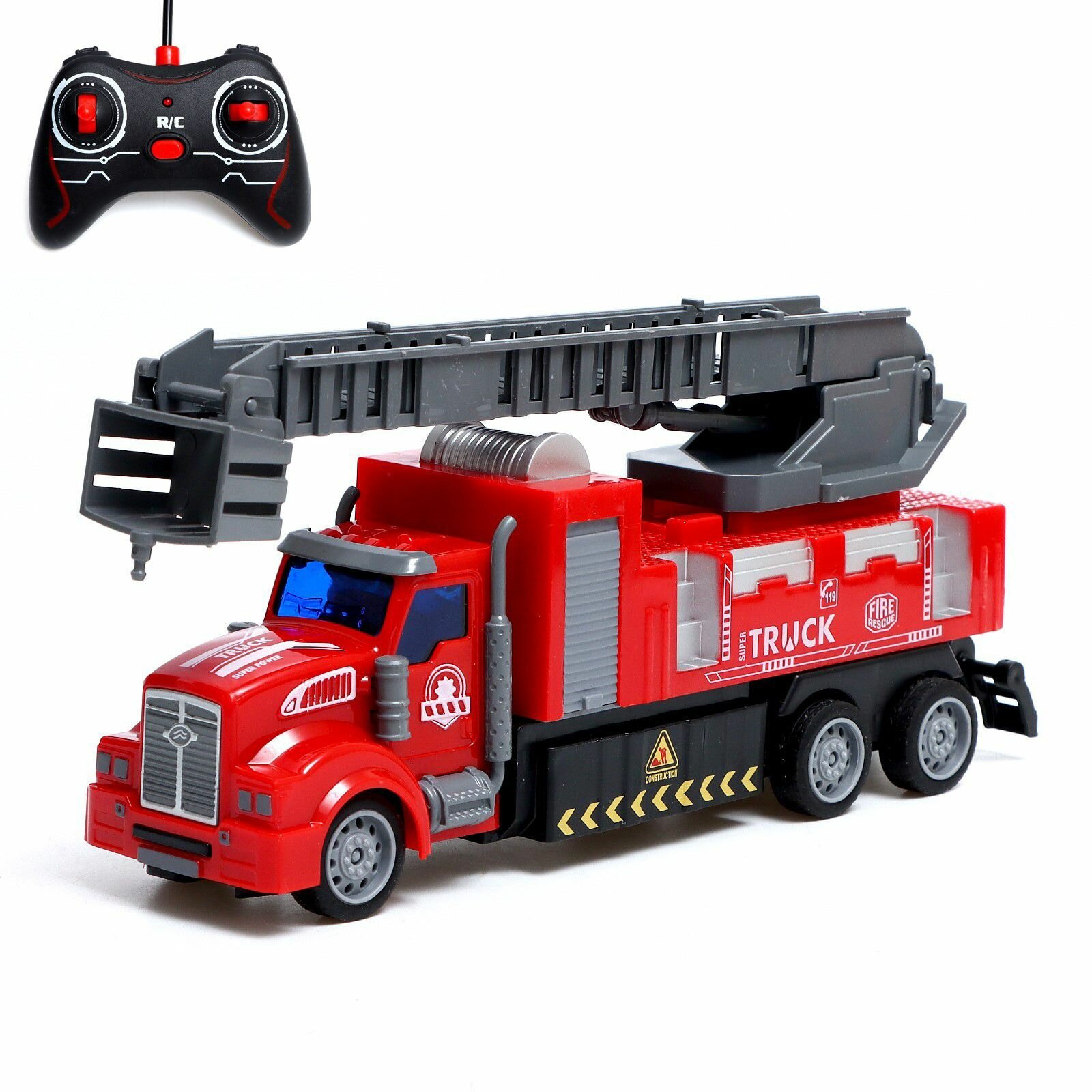 Грузовик на пульте управления "Пожарная служба", со световыми эффектами, детская интерактивная машинка-игрушка, работает от батареек