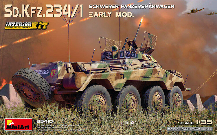 35410 MiniArt Немецкий бронеавтомобиль Sd. Kfz.234/1 Schwerer Panzerspahwagen Early с интерьером 1/35