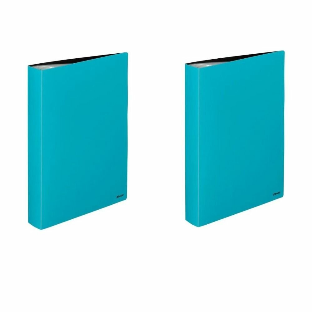 Комус Папка файловая, 60 файлов, голубая, с карманом для CD или визитки, 2 шт